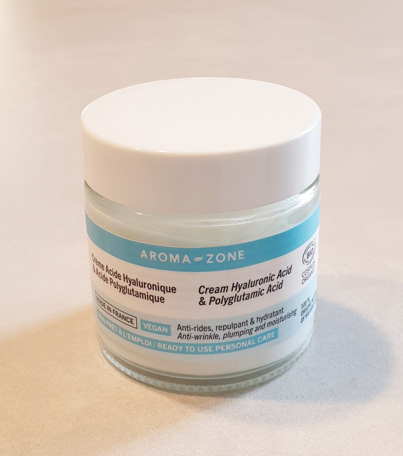 Test produit de la crème à l'acide polyglutamique d'Aroma-zone